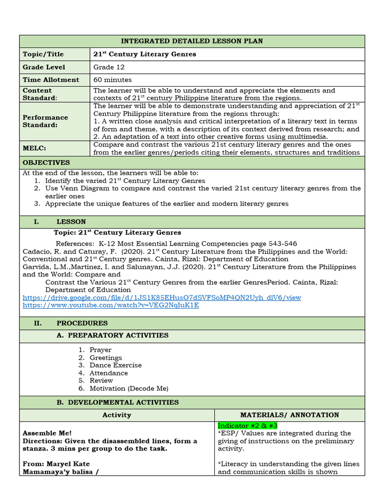 SHS Integrated DLP | PDF | Poetry | Learning