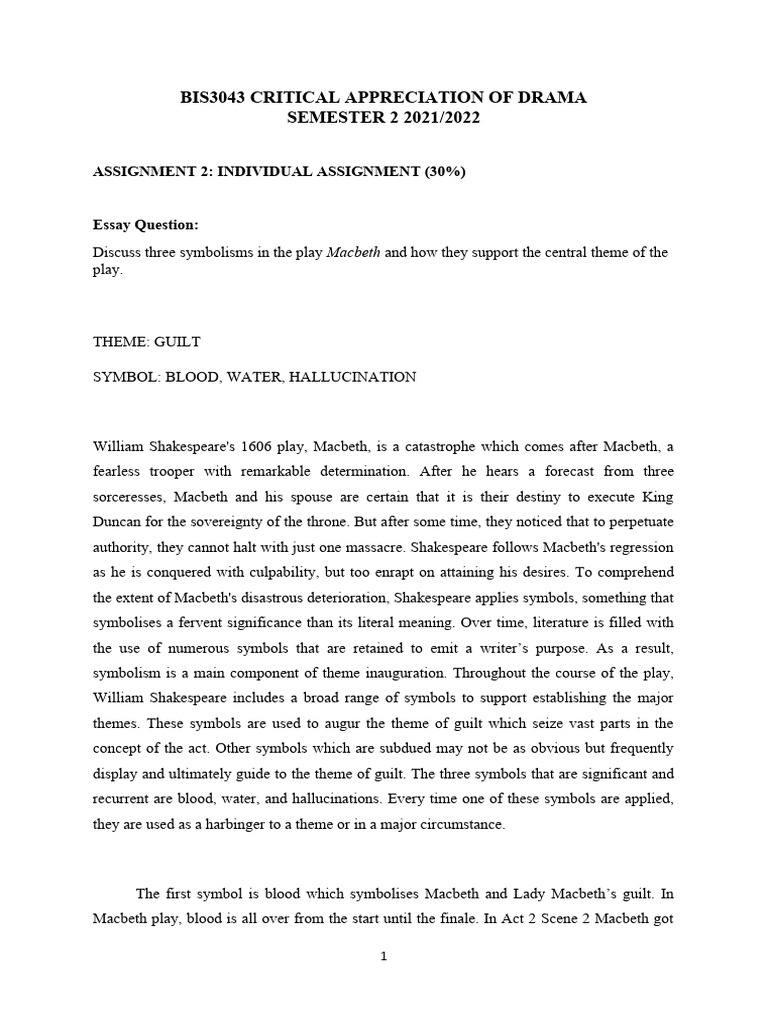 Guilt Symbolism in Macbeth: Blood, Water, Hallucinations | PDF | Macbeth