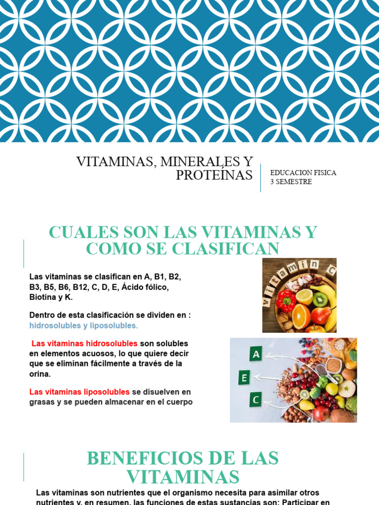Vitaminas, Minerales y Proteínas Esenciales | PDF | Vitamina | Nutrientes