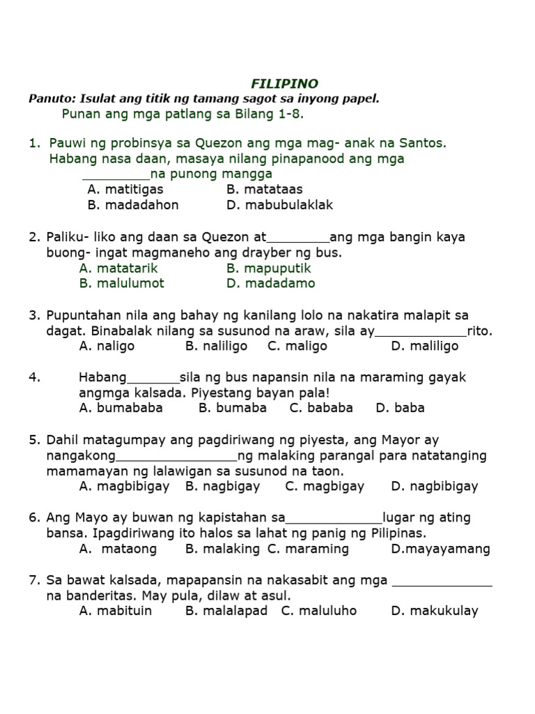 Activity in FILIPINO | PDF