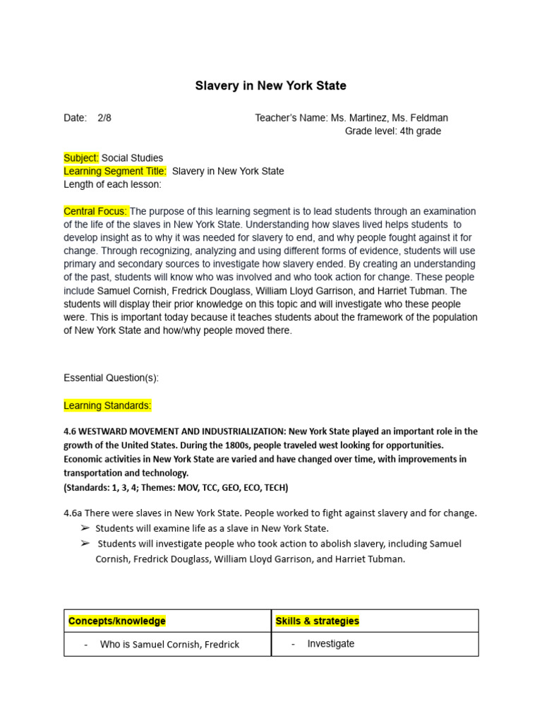 Lesson Plan Template 8 | PDF | Learning | Frederick Douglass