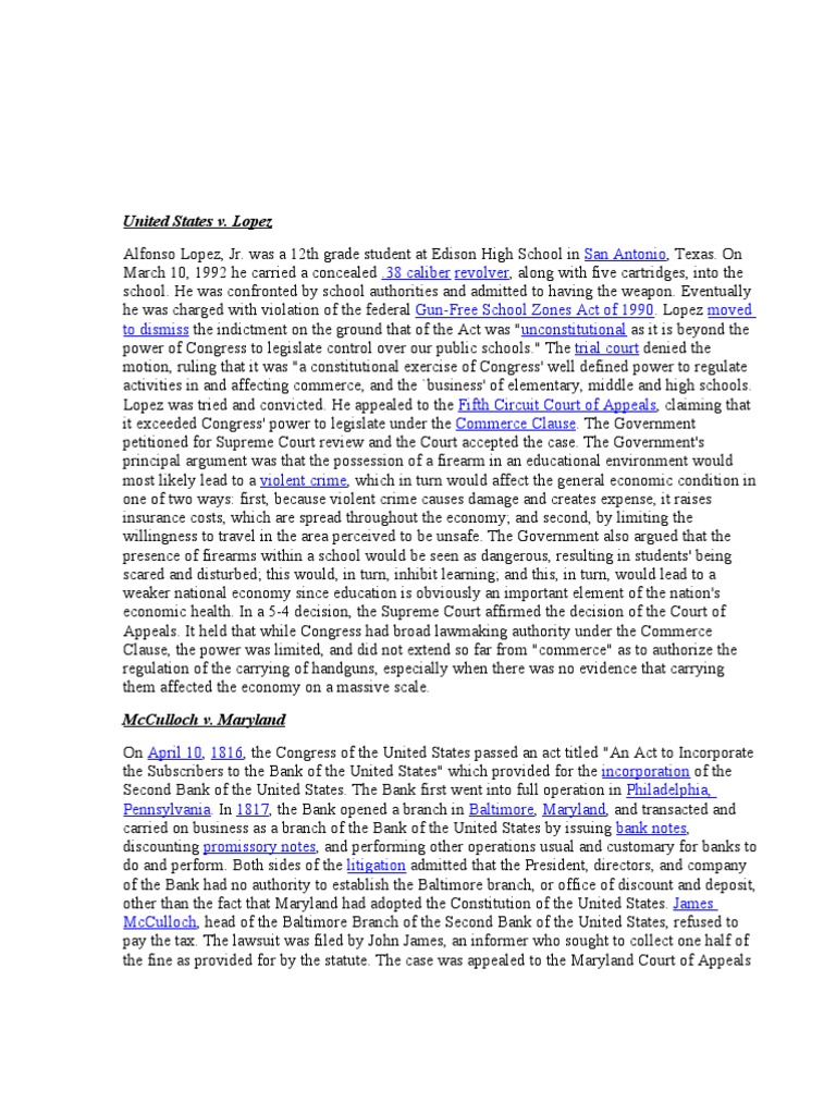 United States v. Lopez | PDF | Fourteenth Amendment To The United ...