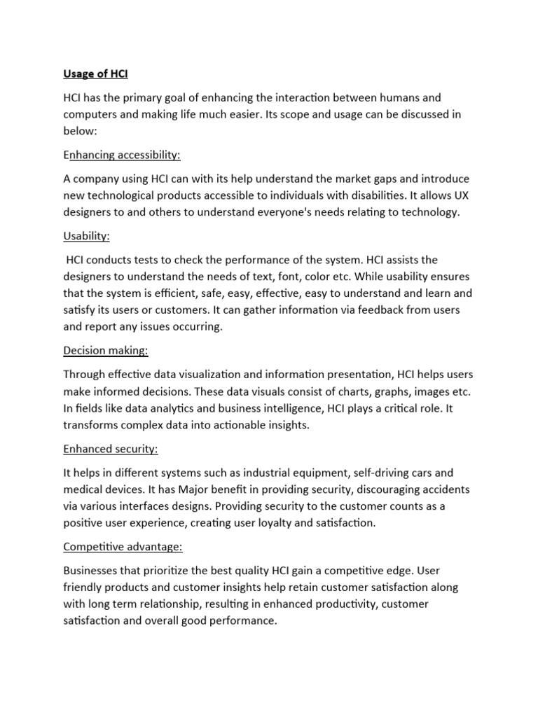 Usage of HCI | PDF