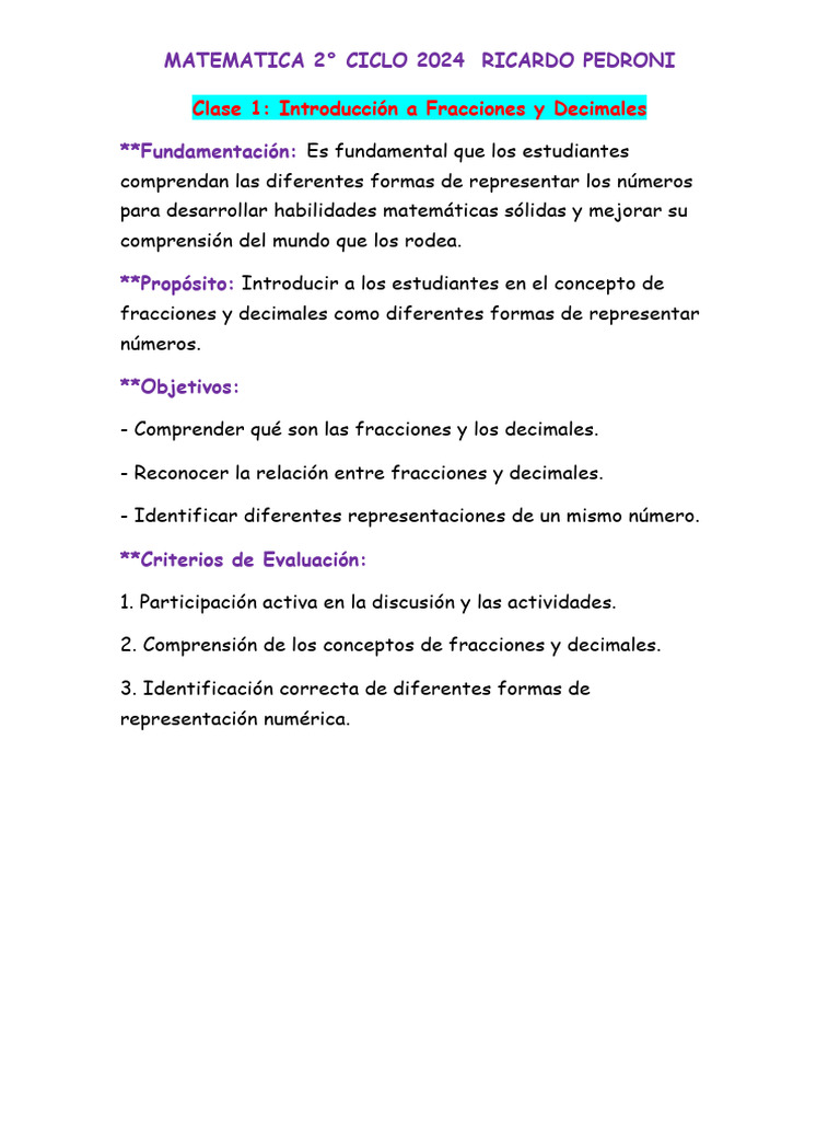 Fracciones y Numeros Decimales | PDF | Decimal | Matemáticas