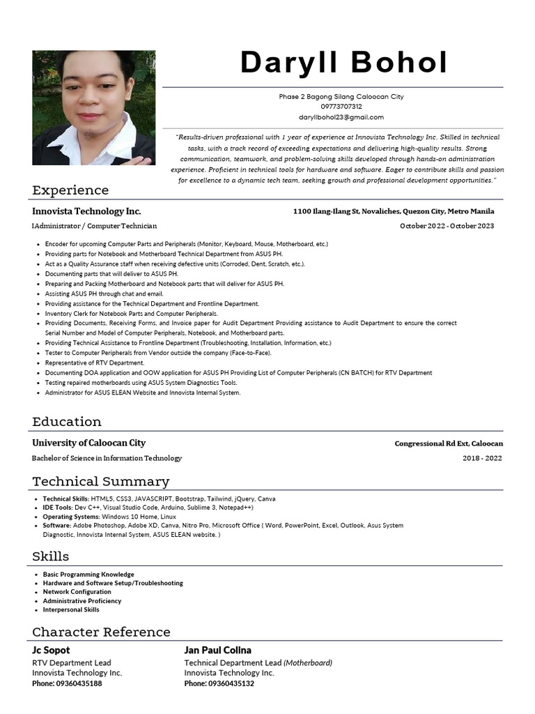 Resume DaryllBohol | PDF | Computing | Software