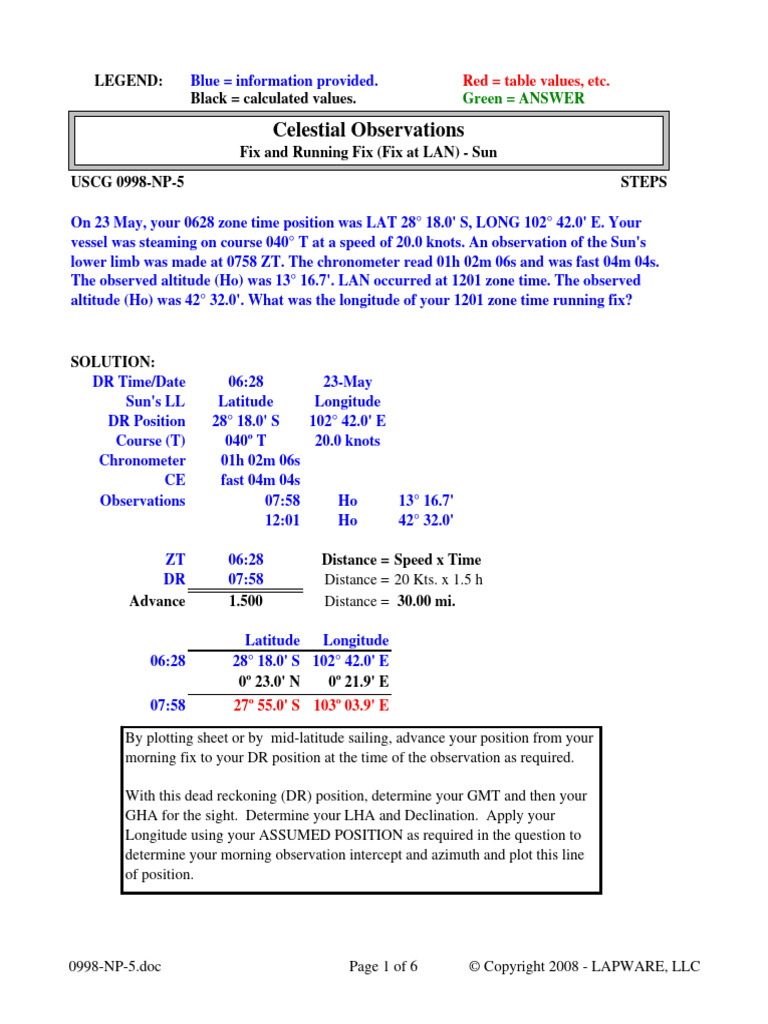 Celestial Running Fix | PDF | Longitude | Geodesy