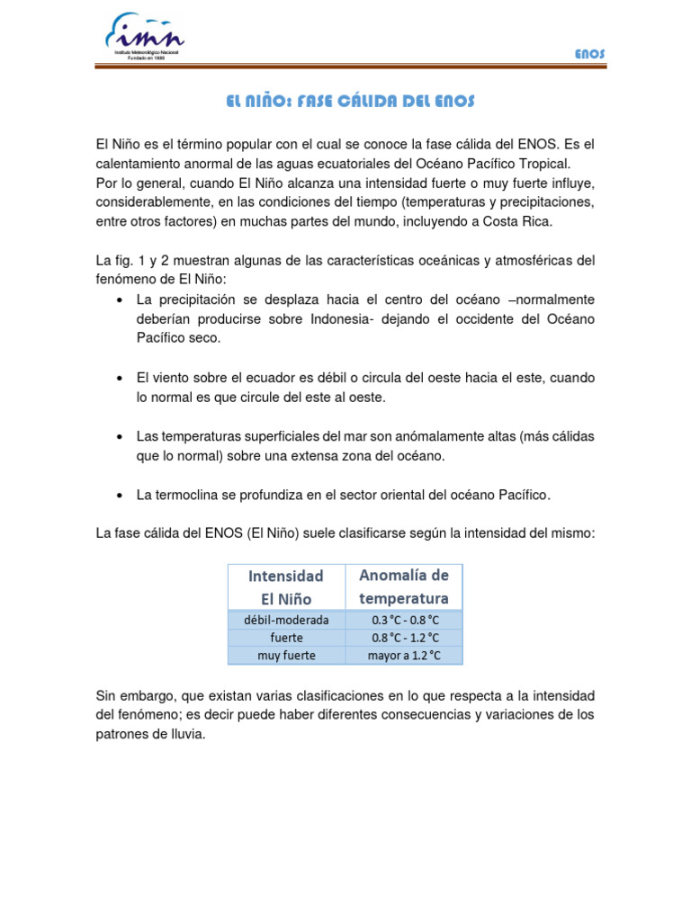 5-El Niño - Fase - Calida - Enso | PDF | Ciencias de la Tierra ...