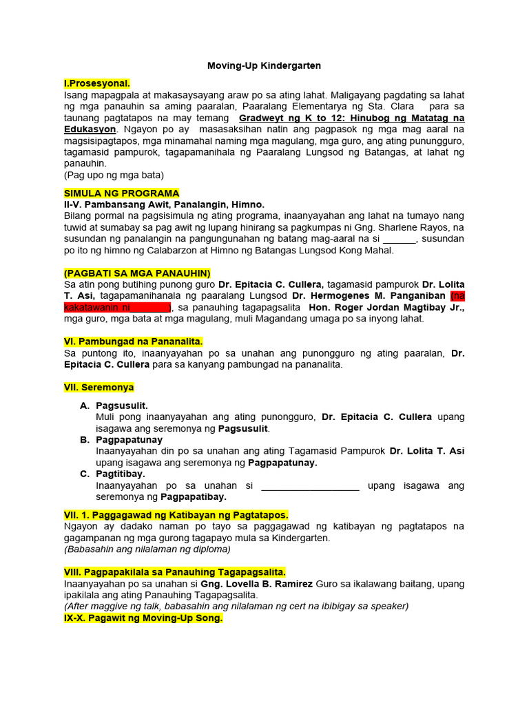 Kindergarten S.Y.2022-2023 | PDF