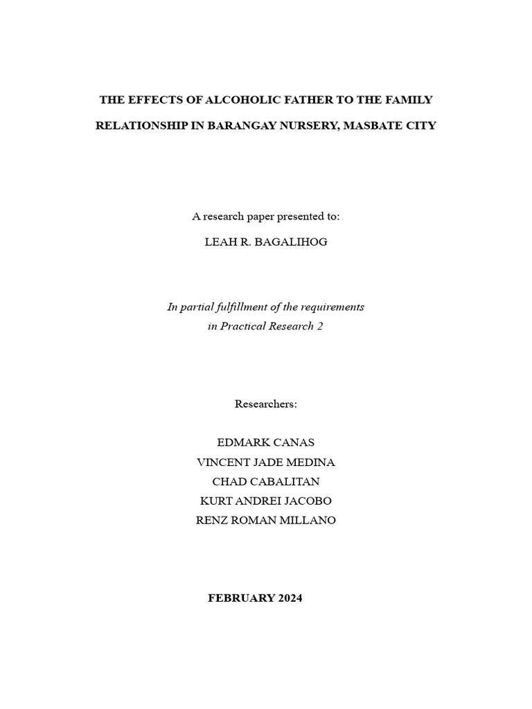 The Effects of Alcoholic Father To The Family Relationship | PDF ...