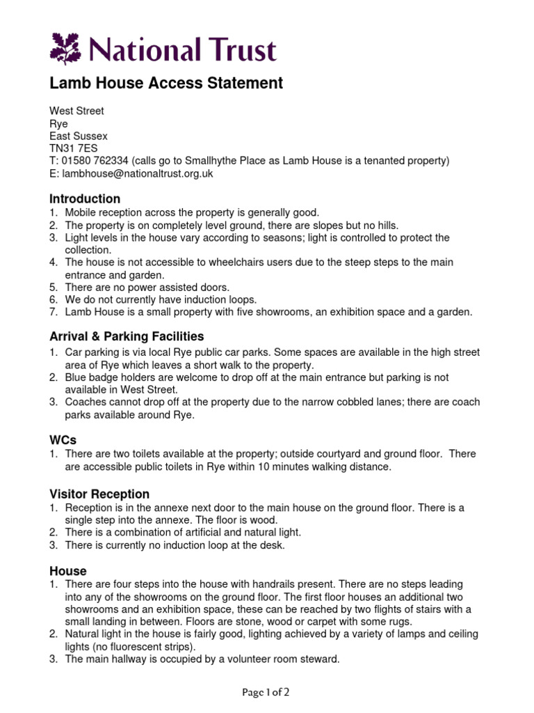 Lamb House Access Statement | Download Free PDF | Buildings And Structures