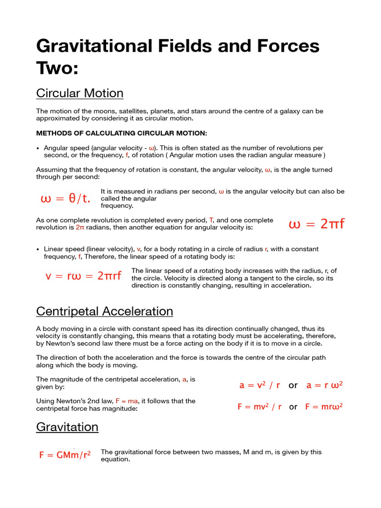 Gravitational Fields and Forces Two | PDF | Acceleration | Velocity