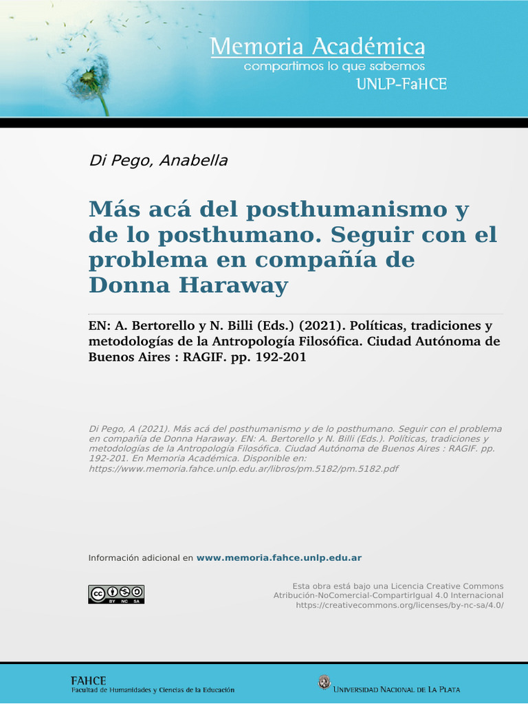 Haraway y Lo Posthumano | PDF | Feminismo | Estudios de género