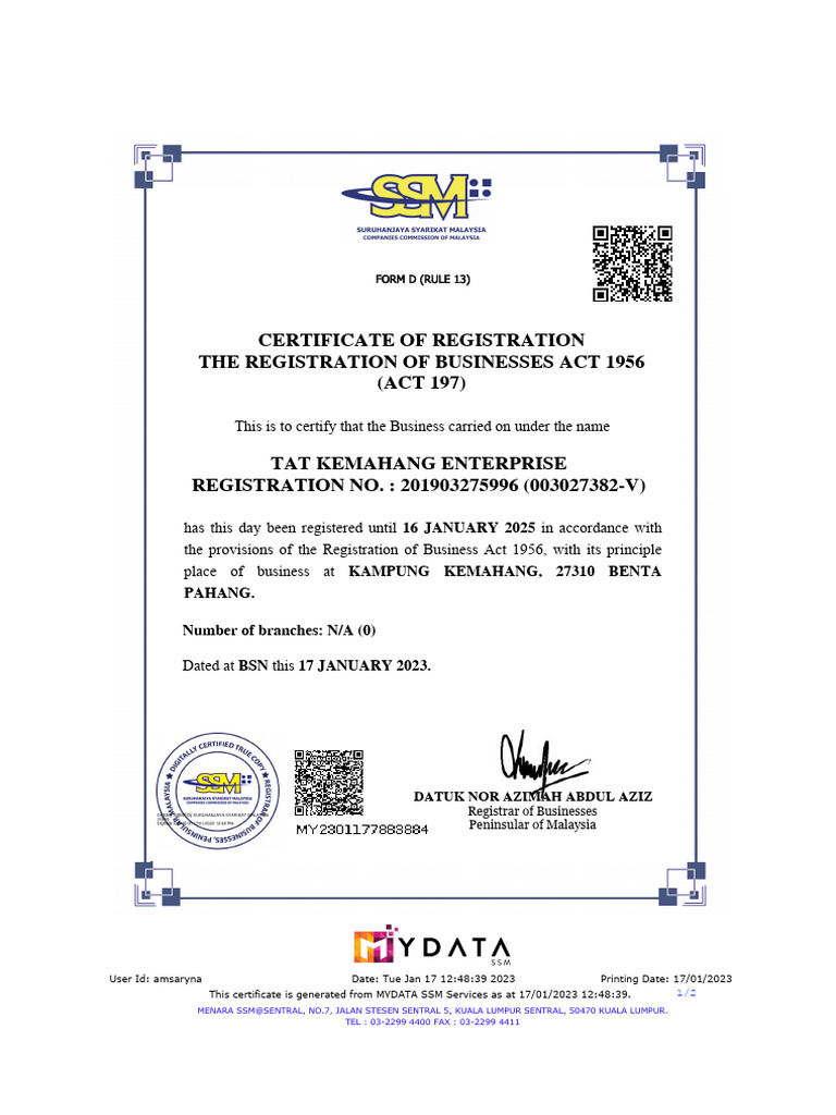 SSM Certificate | PDF | Smartphone | Qr Code