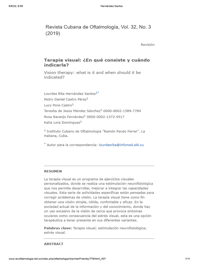 Importancia de La Terapia Visual | PDF | Sentidos | Visión