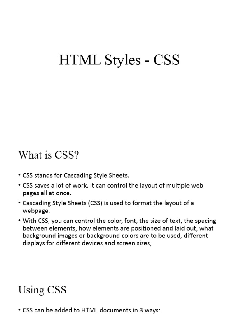 HTML Styles - CSS | PDF | Html | Web Development