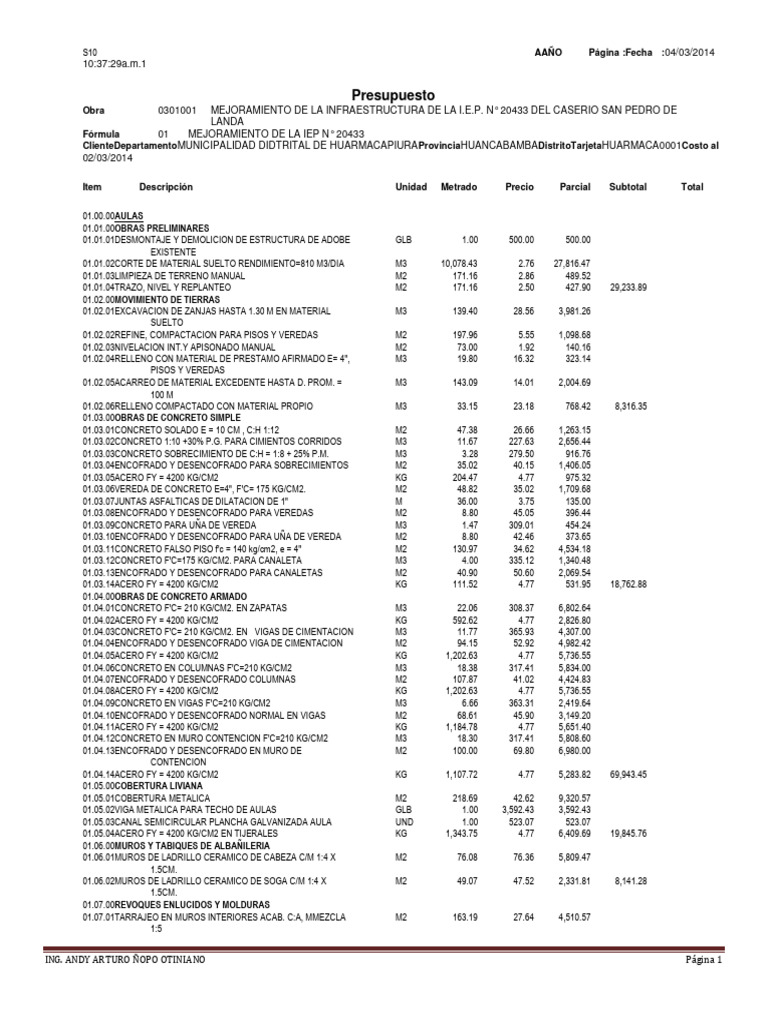 Presupuesto General | PDF | Ingeniería de Edificación | Edificio sustentable