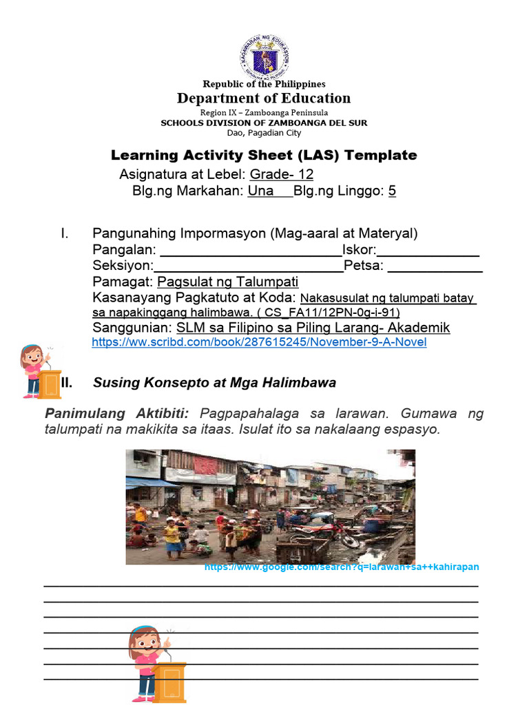 Learning Activity Sheet RAVHS Grade 12 | PDF