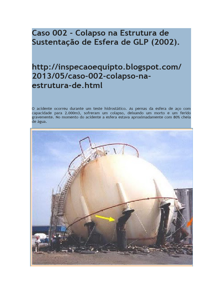 Caso 002 - Colapso Na Estrutura de Sustentação de Esfera de GLP (2002 ...