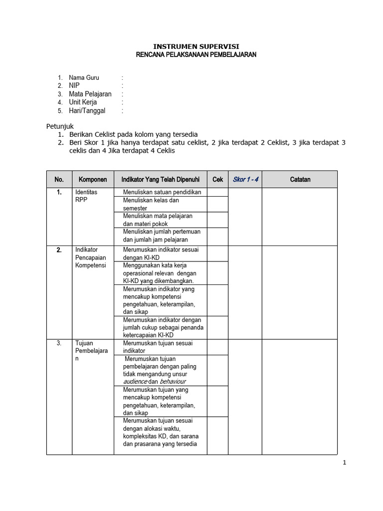 230 Instrumen Supervisi Pembelajaran | PDF | Karier & Perkembangan