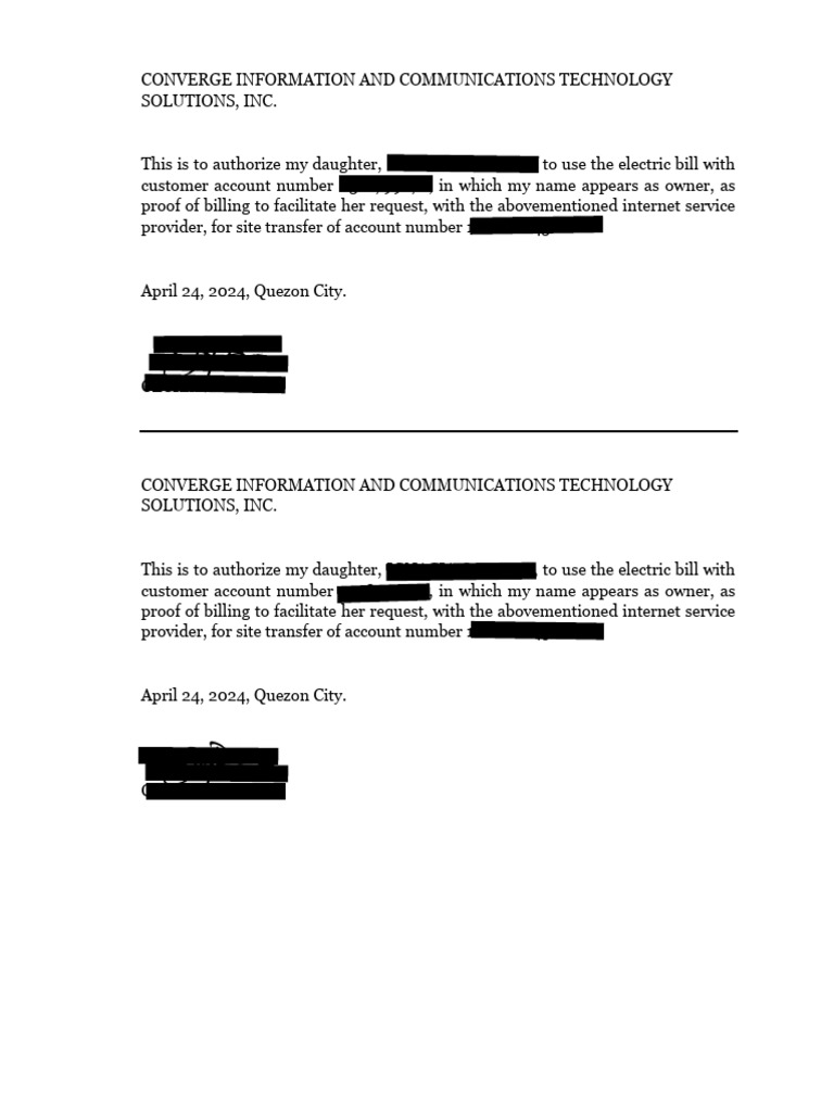 Authorization To Use Electric Bill As Proof of Billing | PDF