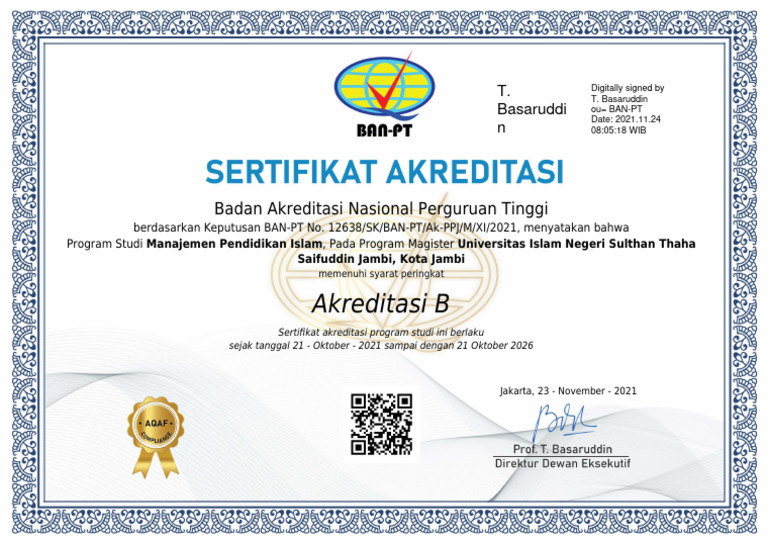 Mpi S2 Sertifikat Akreditasi 2021-2026 | PDF