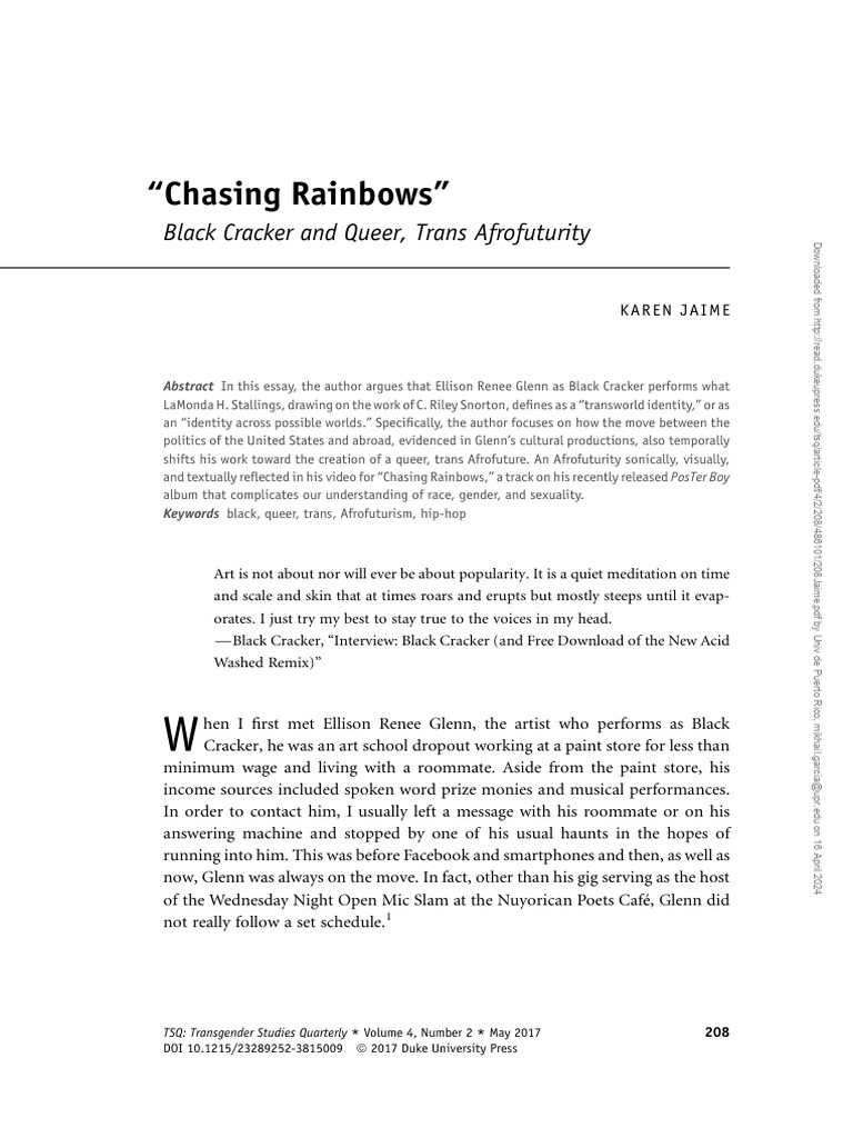 Chasing Rainbows - Black Cracker and Queer, Trans Afrofuturity | PDF ...