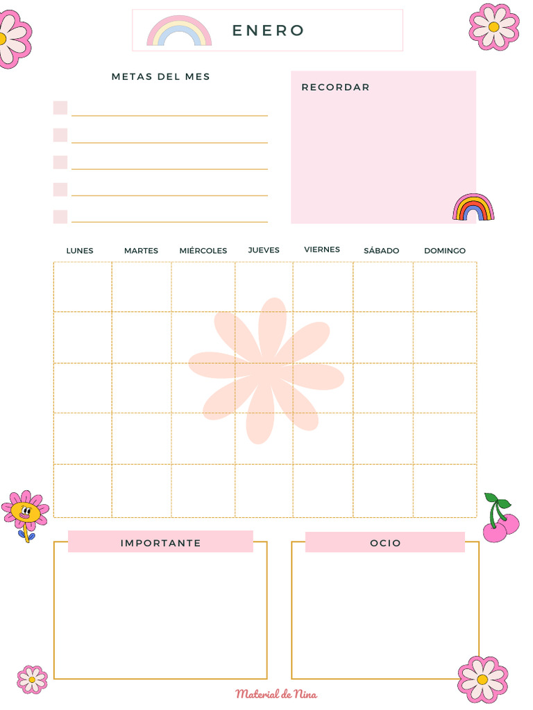 Calendario Anual de Metas y Ocio | PDF