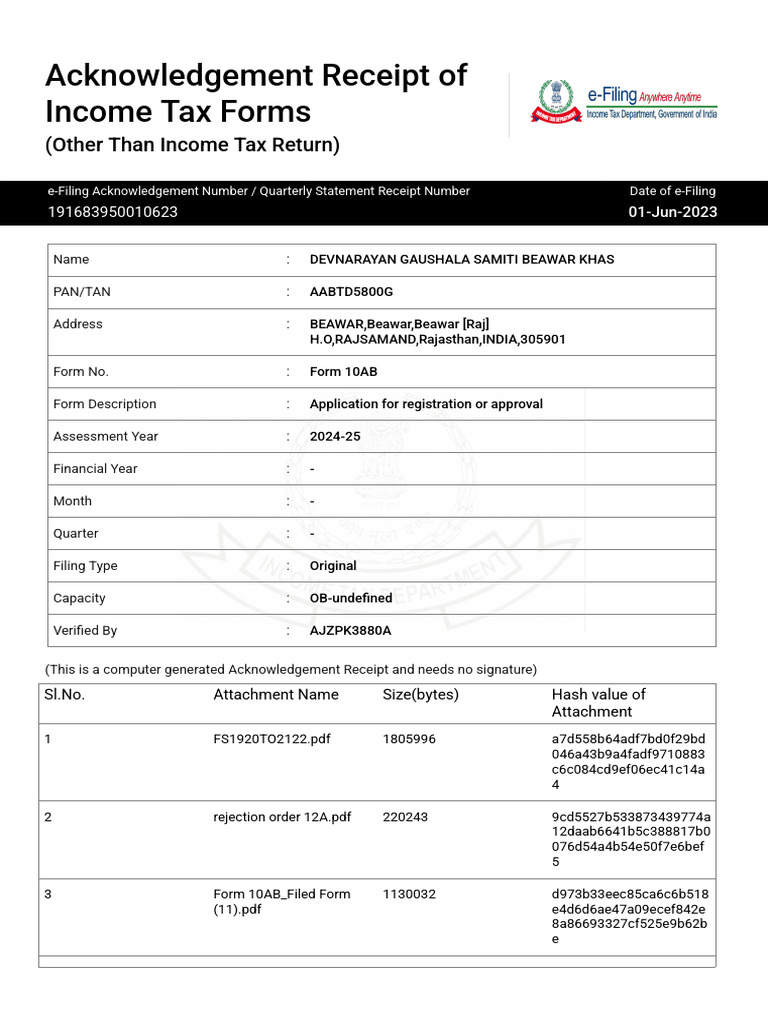 .Trashed-1716195209-Form 10AB - ARN | Download Free PDF | Taxation | Payments