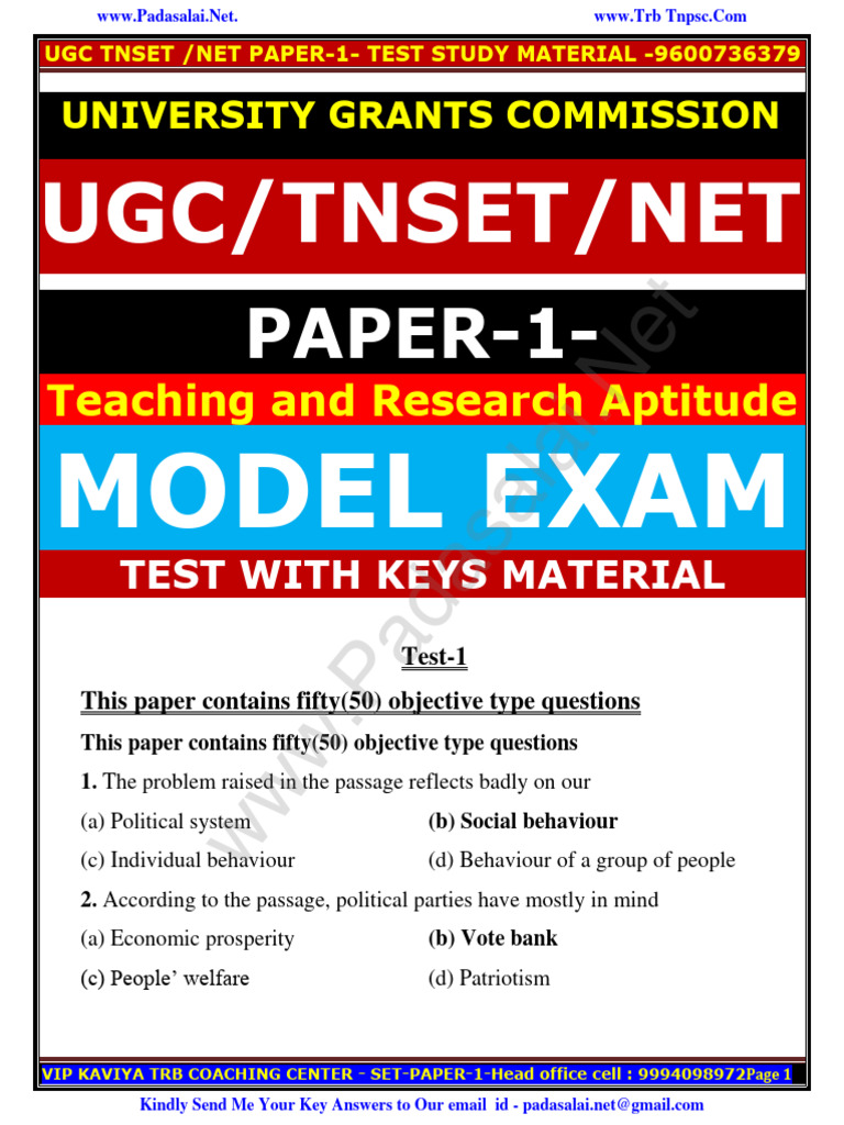 TNSET Paper 1 Study Material Guide | PDF | Inference
