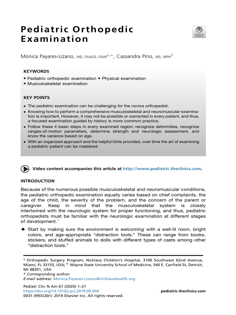 Pediatric Orthopedic Examination | PDF | Anatomical Terms Of Motion | Elbow