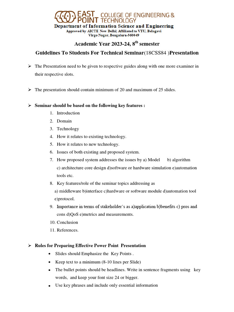 Guidelines For Technical Seminar | PDF | Computing | Computer Science
