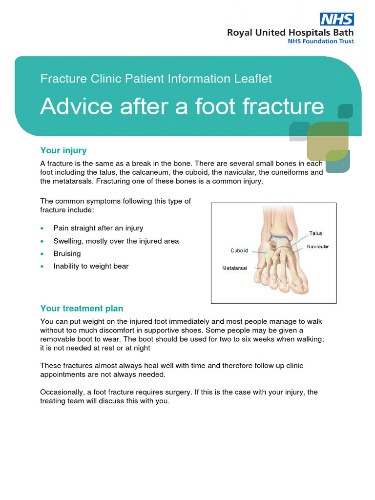 ORT050 Advice After A Foot Fracture | PDF | Foot | Pain