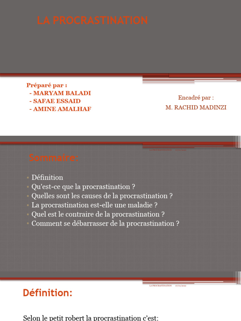 La Procrastination-1 | PDF | Procrastination | Compétences professionnelles