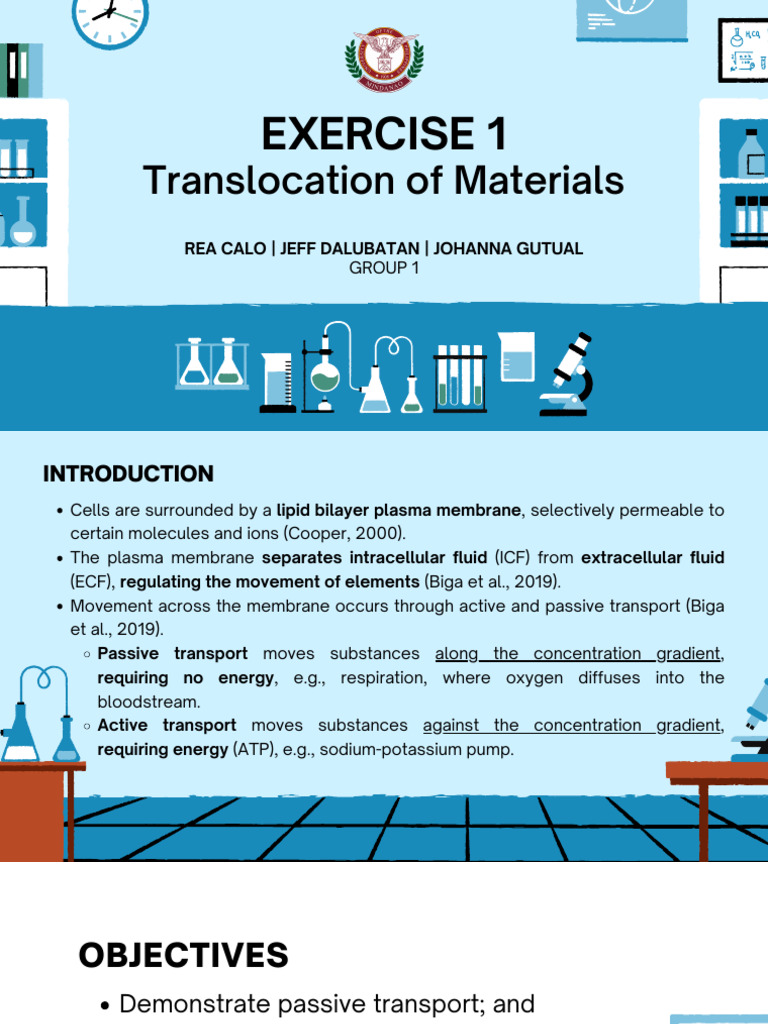 Group 1 Postlab 1 Exercise 1 | PDF | Cell Membrane | Osmosis
