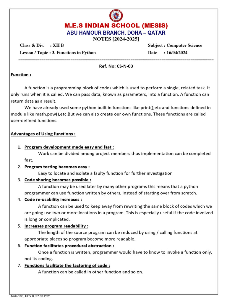 Abu Hamour Branch, Doha - Qatar: M.E.S Indian School (Mesis) | PDF ...