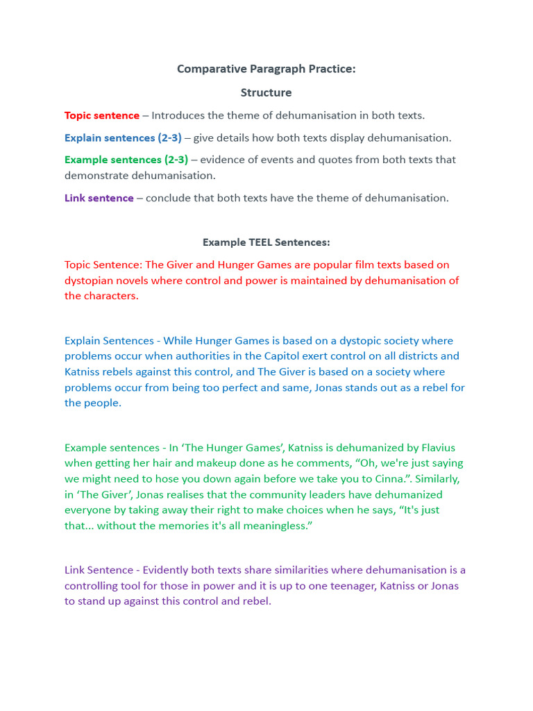 Comparative Paragraph Practice | PDF | The Giver | Dystopia