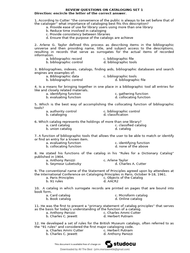 Classification & Cataloging 1 | PDF | Bibliography | Cultural Organizations