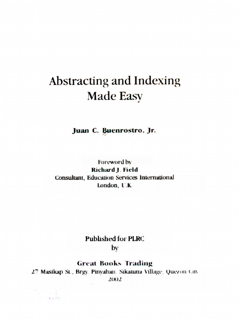 Abstracting and Indexing Made Easy. 2002 | PDF Abstracting and Indexing Made Easy. 2002 | PDF