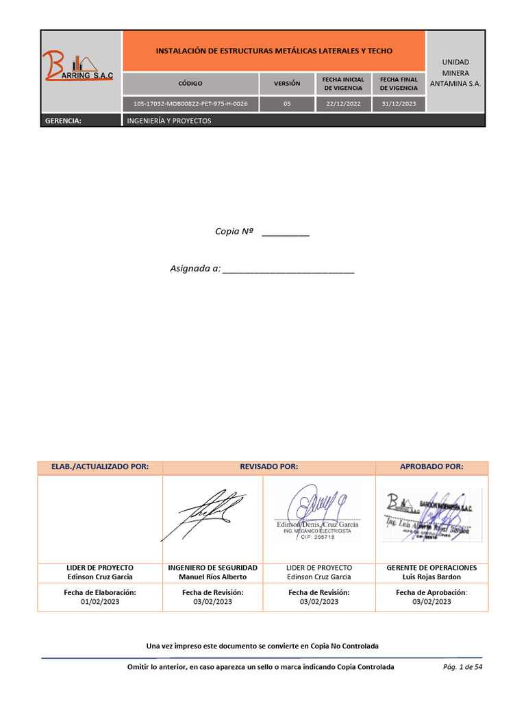 105-17032-Mob00822-Pet-975-H-0026 - Instalación - de - Estructuras - Metálicas - Laterales - y ...