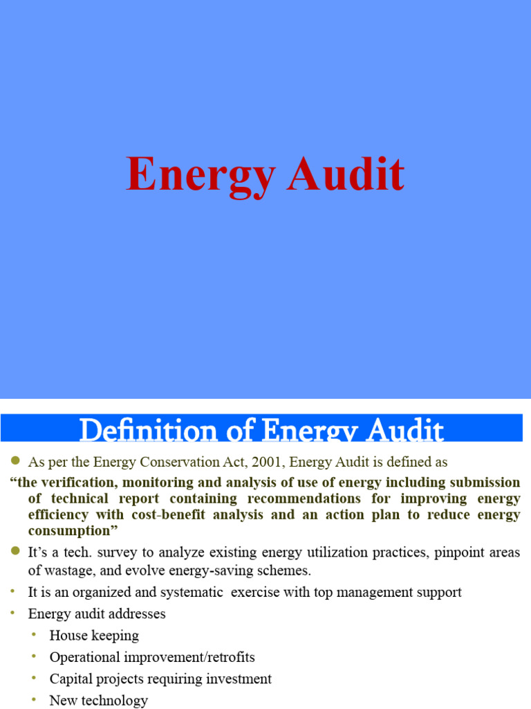 Energy Audit PPT Edited | PDF | Energy Conservation | Audit