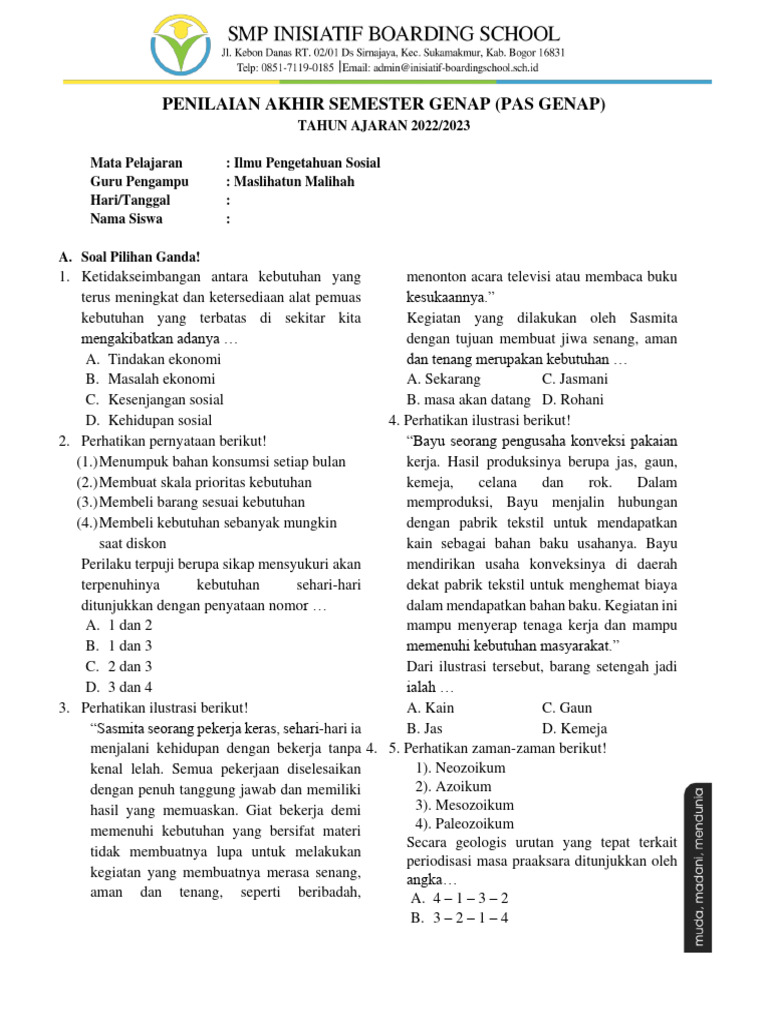 Soal PAS IPS Semester Genap | PDF