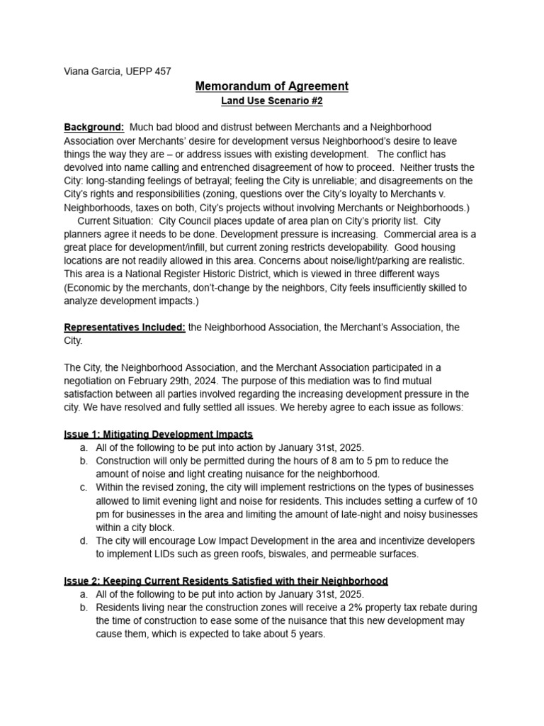 Land Use Agreement | PDF | Mediation | Zoning