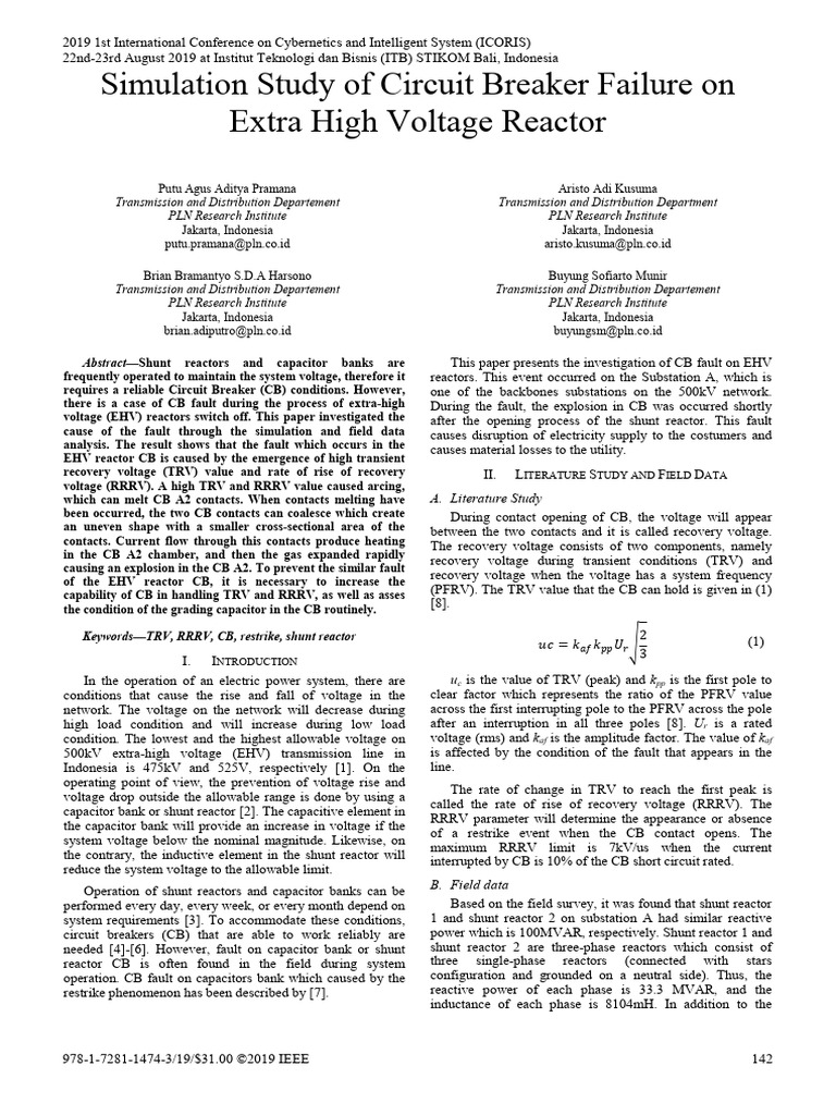 Simulation Study of Circuit Breaker Failure in Reactor Switching | PDF ...
