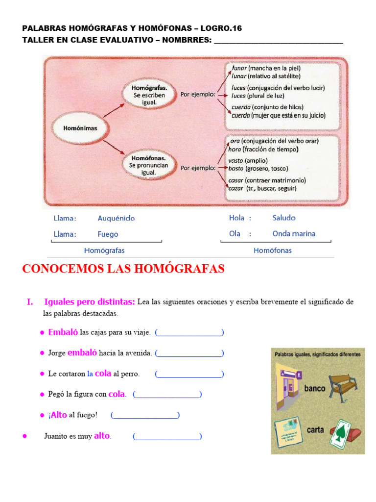 Palabras Homógrafas y Homófonas | PDF | Hogar, jardinería y bricolaje