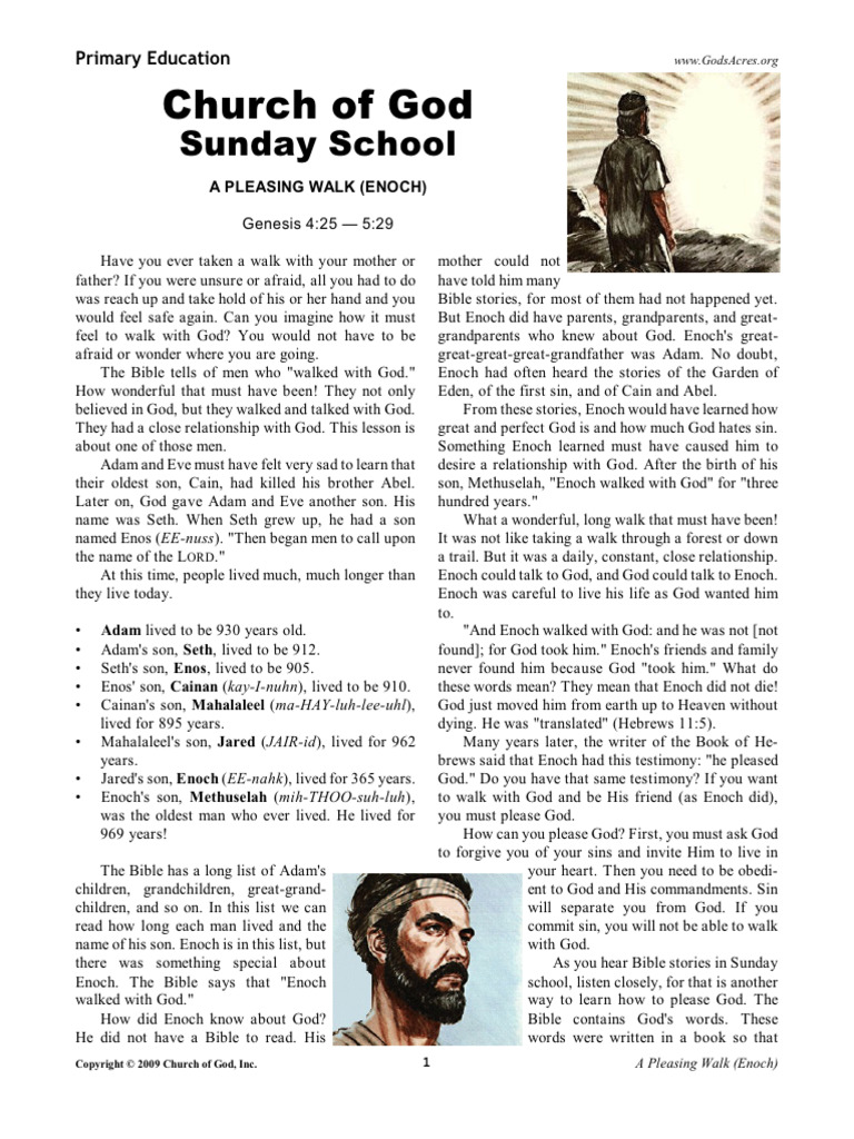 Ot Lesson 4 - A Pleasing Walk Enoch | PDF | Adam And Eve | Cain And Abel