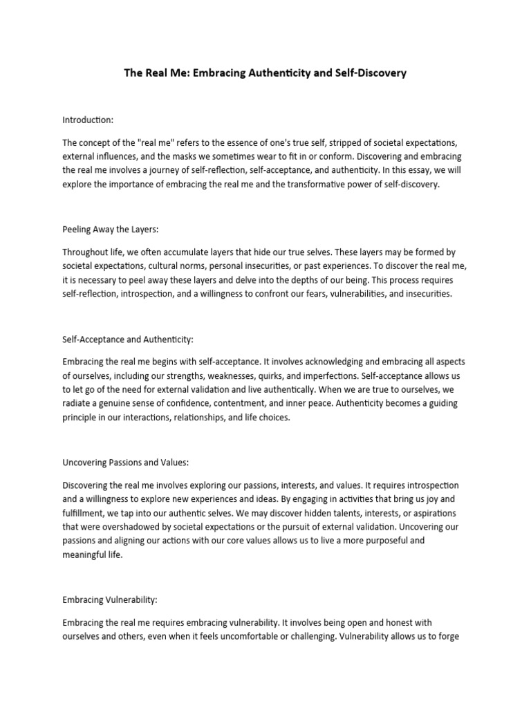 The Real Me | PDF | Authenticity (Philosophy) | Self