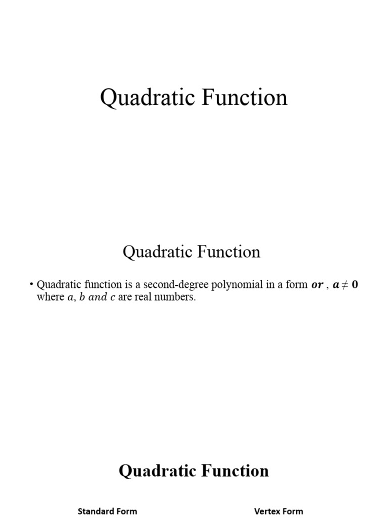 Quadratic Functions Guide | PDF