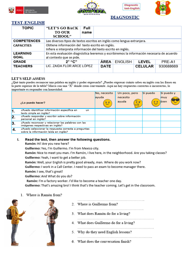 Evaluación Diagnóstica-2c | PDF | Idiomas del Reino Unido