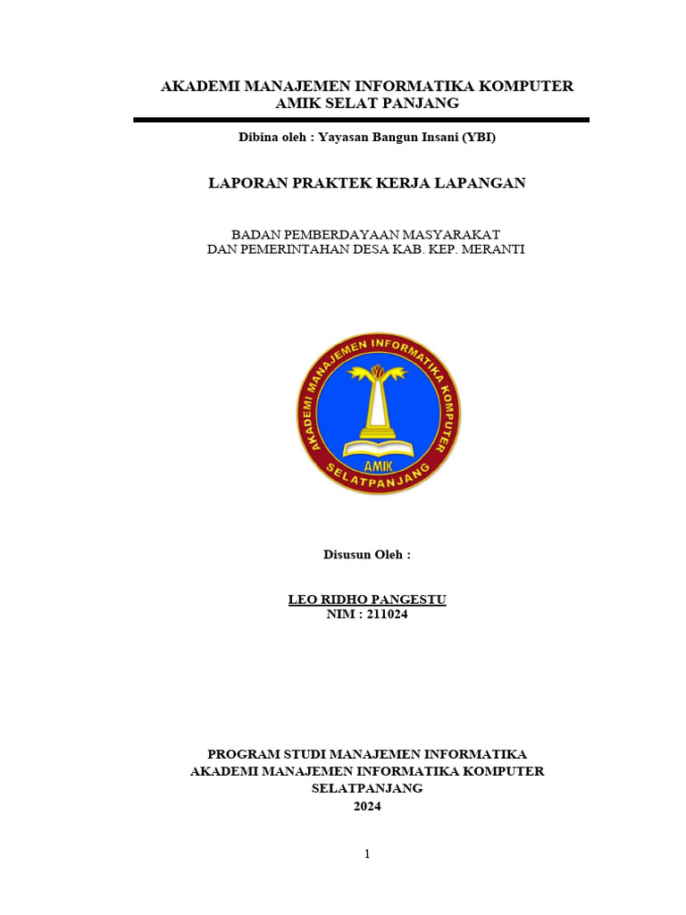 Cover Laporan PKL LEO | PDF