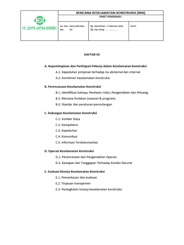 RKK PT. Lidys Artha Borneo | PDF